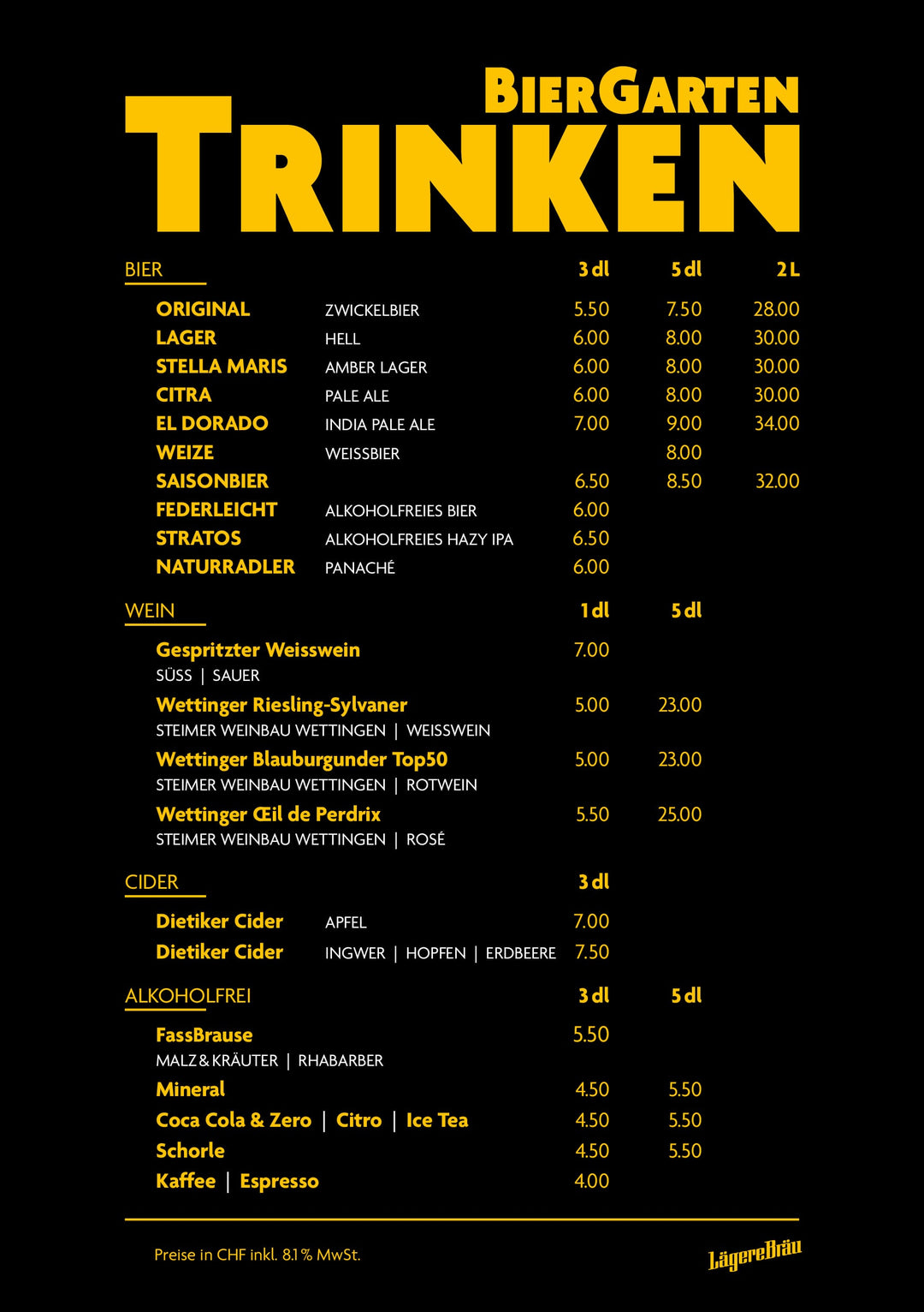 BierGarten Menu – LägereBräu